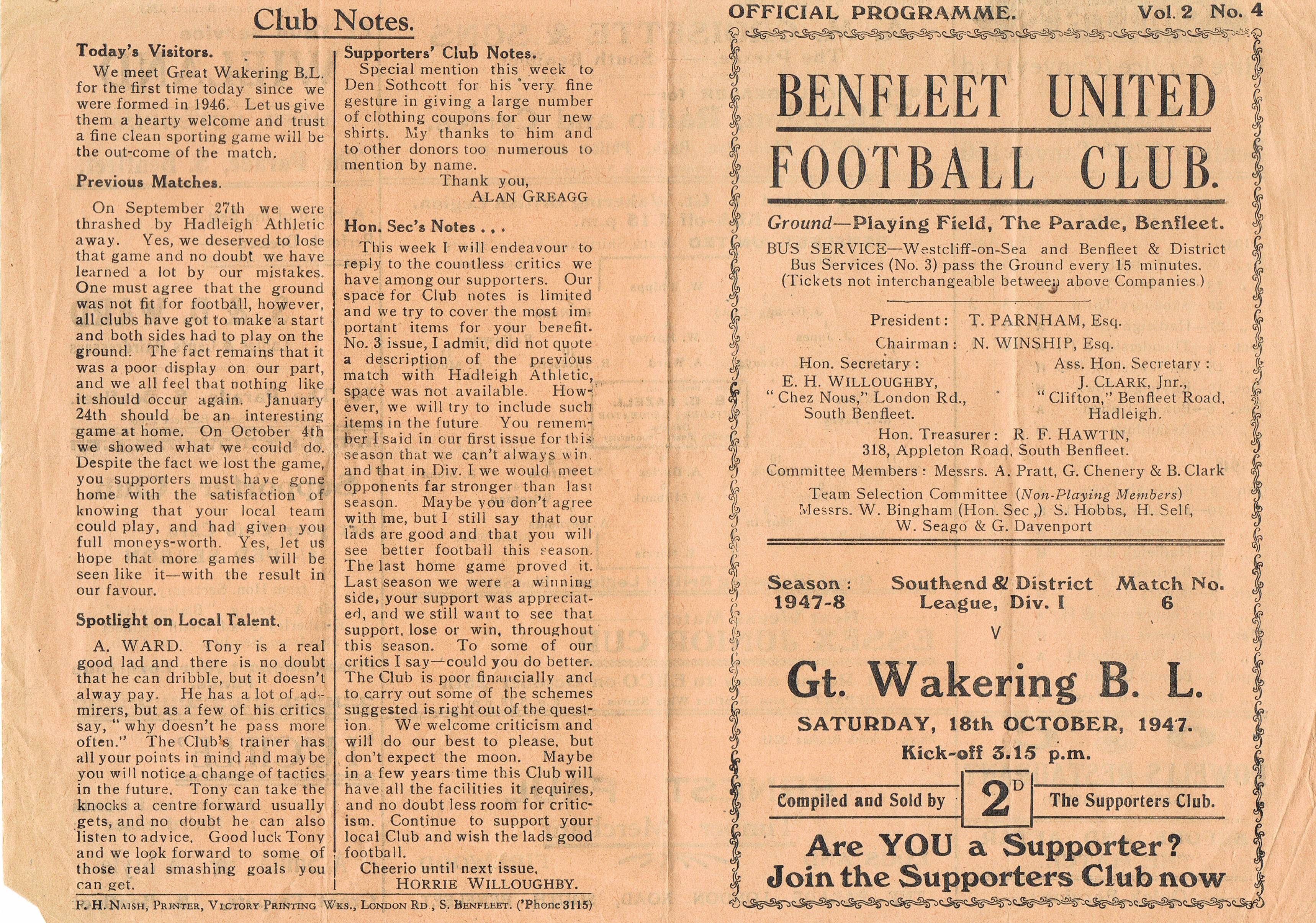 Benfleet United Football Club | Football | Benfleet Community Archive