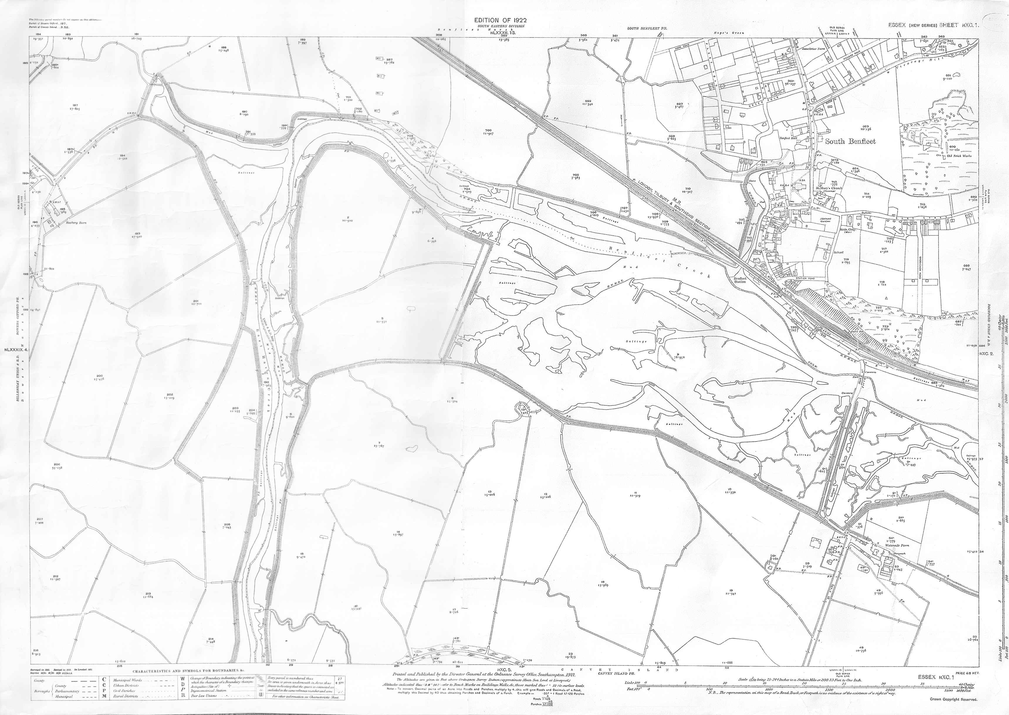 1922 - 25" to the mile - Ordnance Survey Map - Benfleet (Canvey to ...