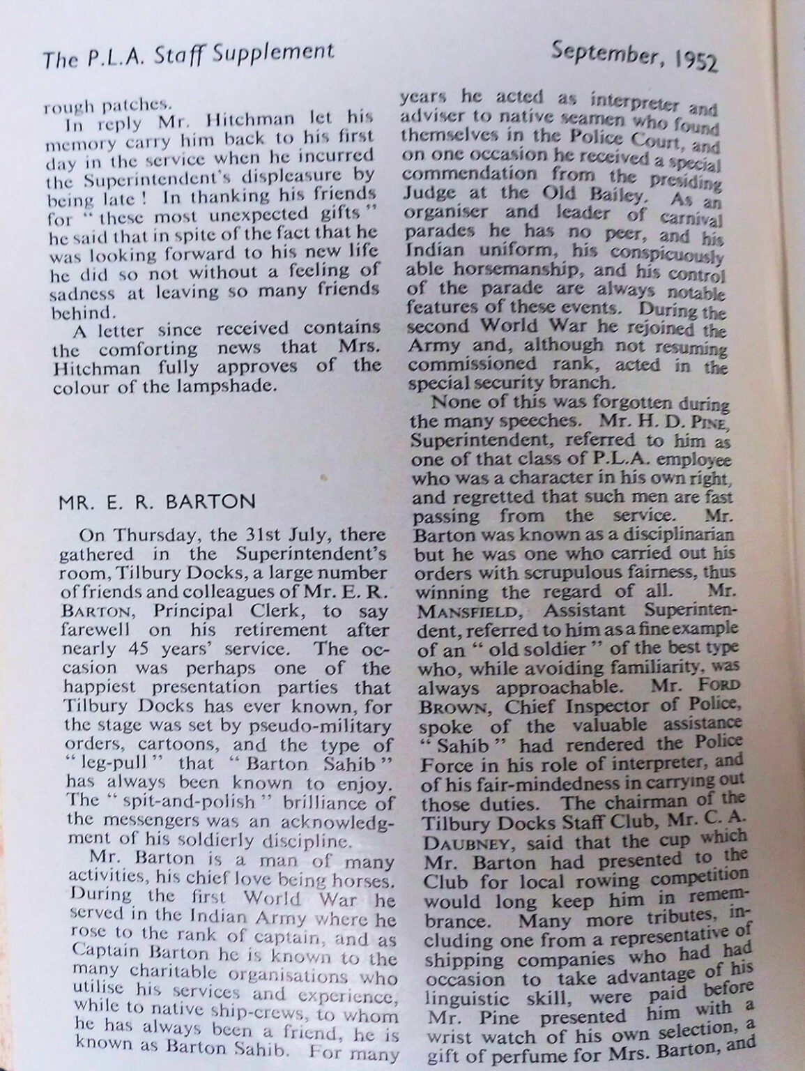 "A Postcard to Captain Barton" and "Finding Captain Barton, and a ...